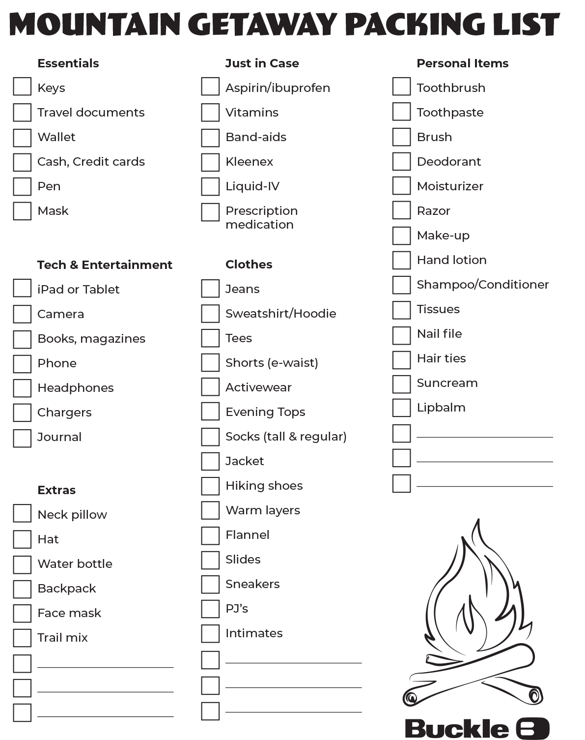 Spring Break Pack List: Mountain Escape - Threads